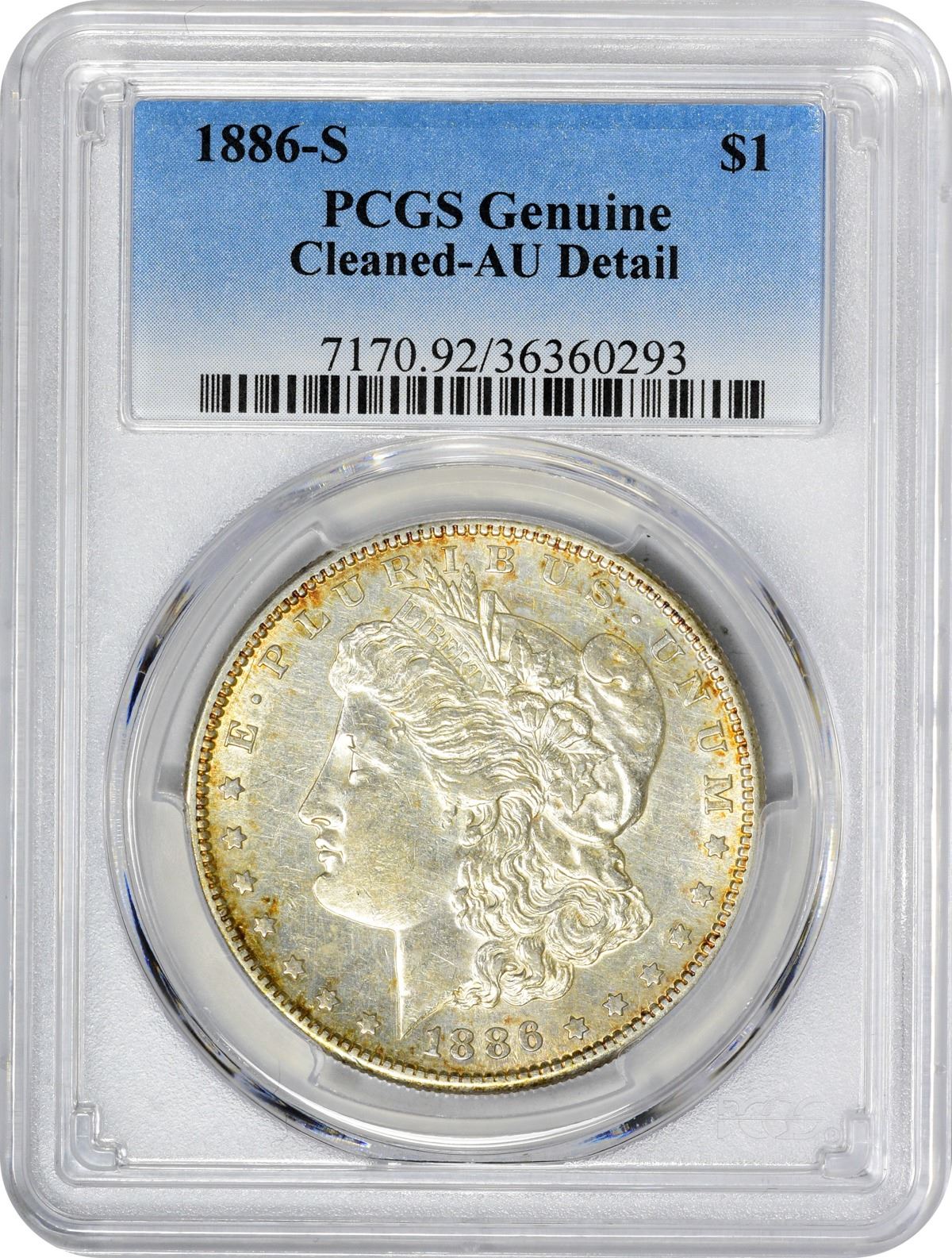 1886-S VAM-1. Normal Dies. Rarity-3. Genuine – Cleaned – AU Details PCGS.