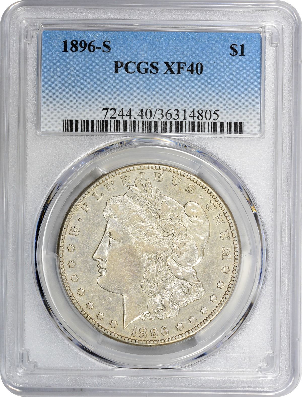 1896-S VAM-1. Normal Dies. Rarity-2. EF-40 PCGS.