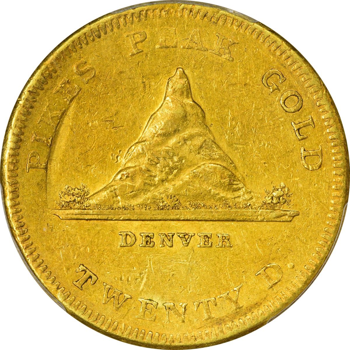 1860 Clark, Gruber & Co. Gold $20. Pike’s Peak Gold. Kagin-4. Rarity-6 ...