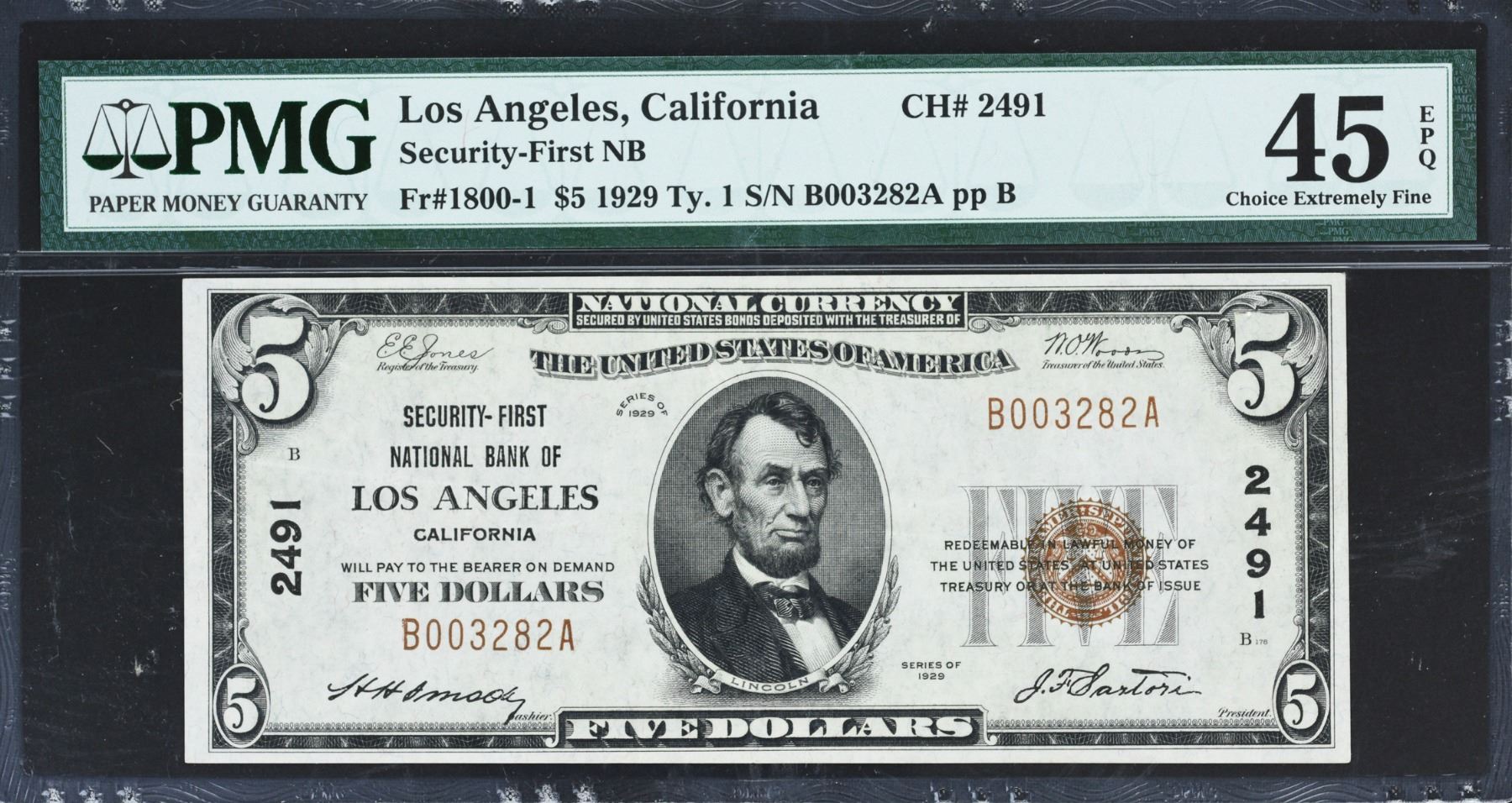 Lot of (3) California National Banknotes. PMG Graded.