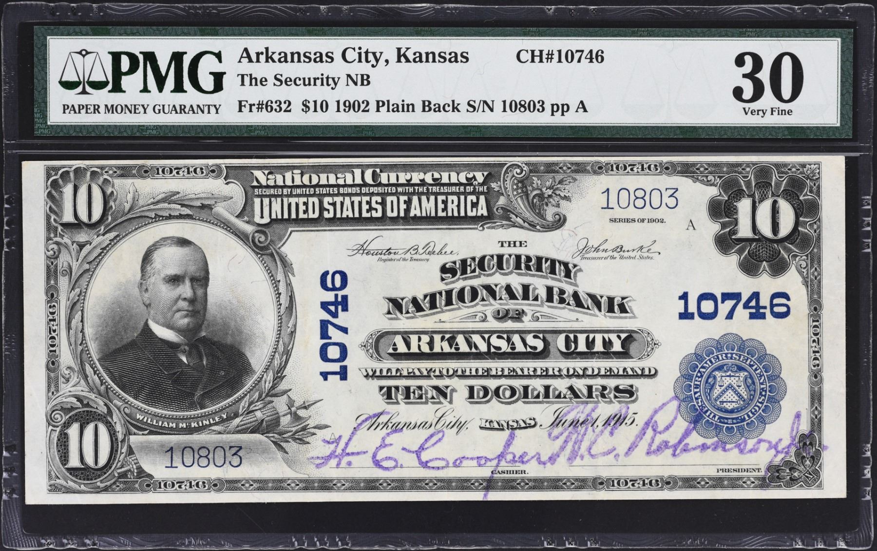 Lot of (2) Kansas National Banknotes. PMG Graded.