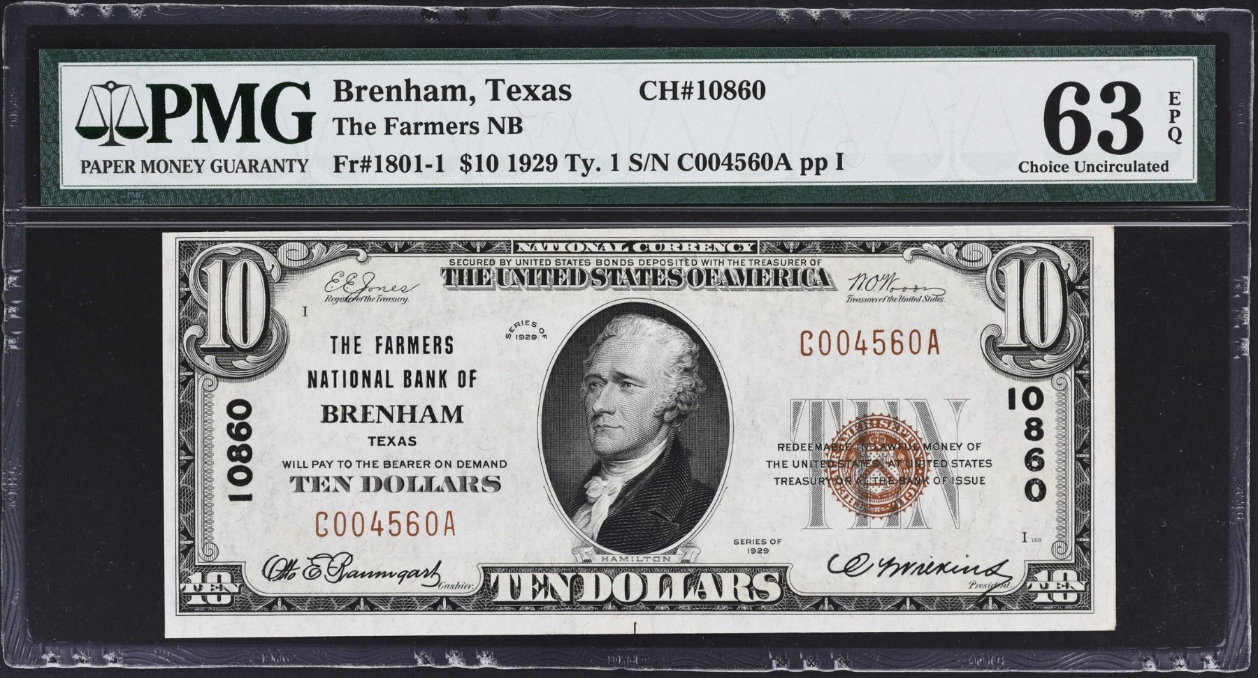 Lot of (4) Texas National Banknotes. PMG Graded.