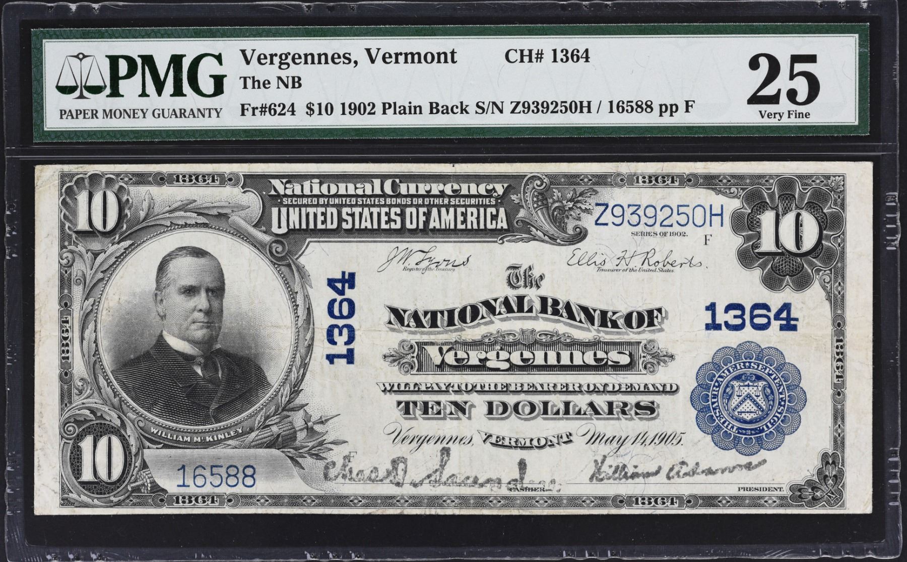 Lot of (2) Vermont National Banknotes. PMG Graded.