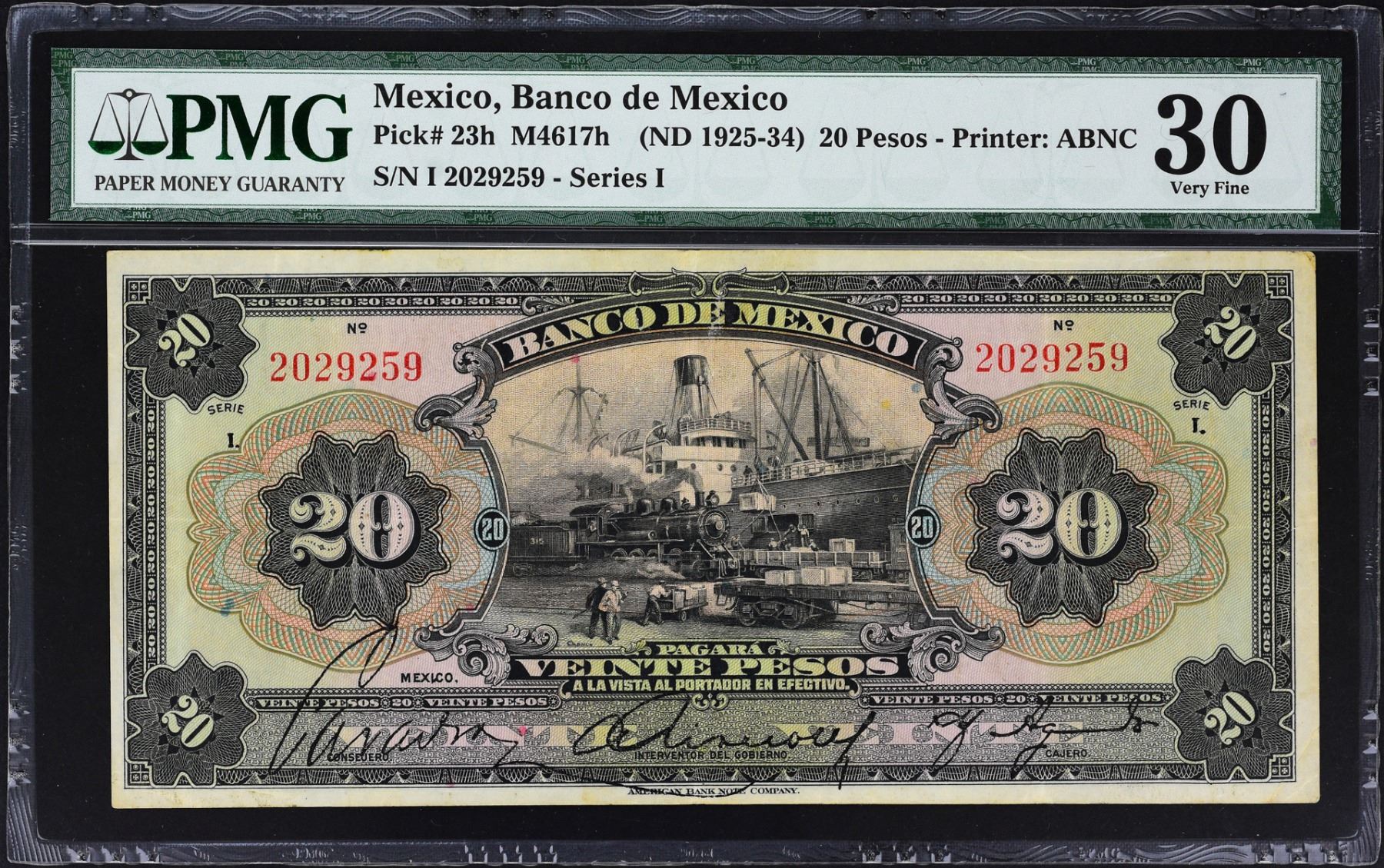 Banco de Mexico. ND (1925-34), 5, 10 & 20 Pesos. P-21h to 23h. PMG Graded.