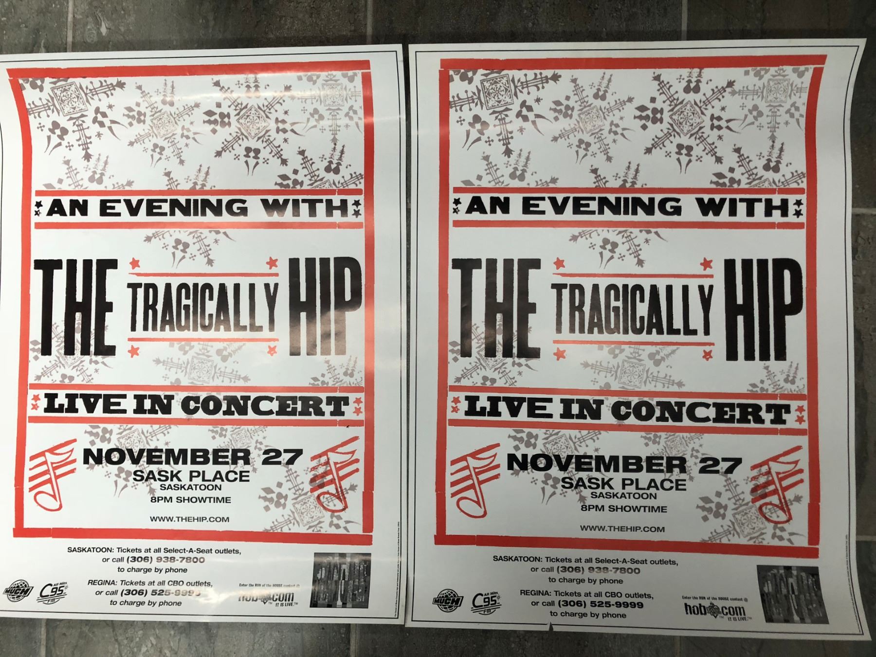 "AN EVENING WITH" THE TRAGICALLY HIP CONCERT POSTER LOT