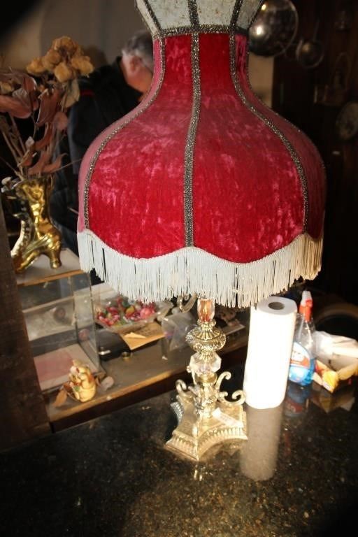 Vintage Living Room Lamp Red Velvet