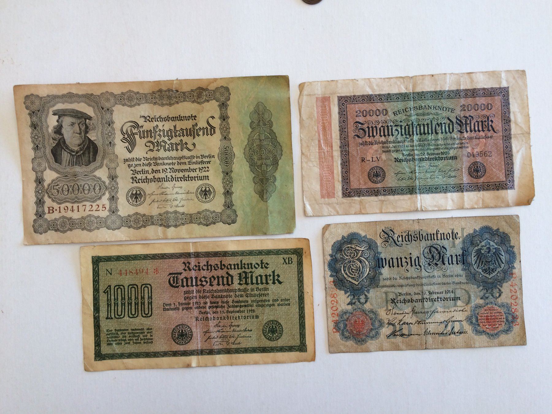 LOT OF 4 GERMAN MARKS 1914 1922 1923 Schmalz Auctions lot-of-4-german-marks-1914-1922-1923-schmalz-auctions
