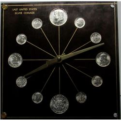 SILVER COINAGE CLOCK - ALL 1964 BU COINS