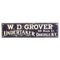 Early 1900's Undertaker Sign Dansville New York