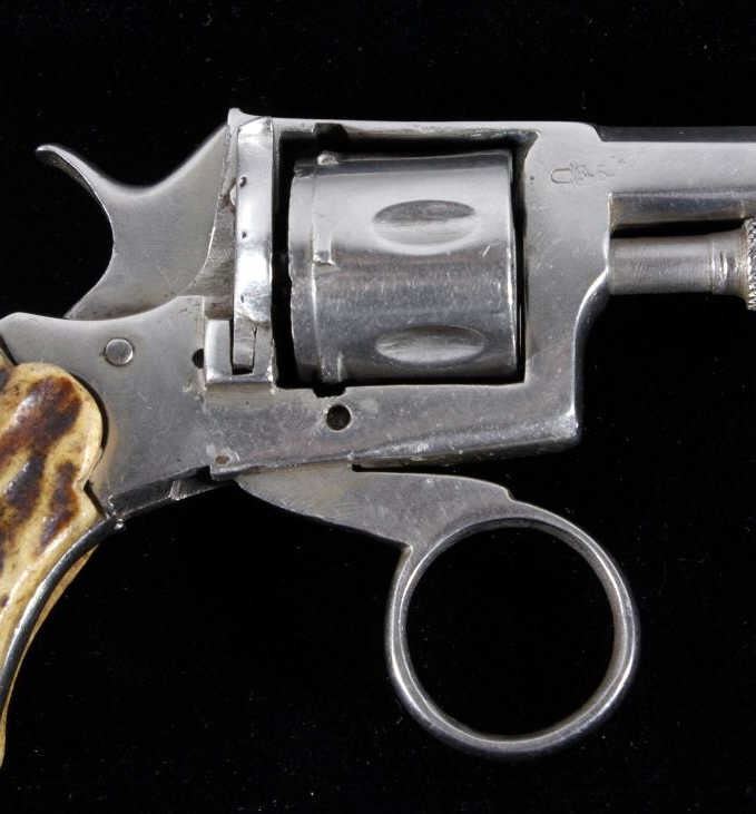 German Proofed Ring Trigger Nickel & Stag Revolver