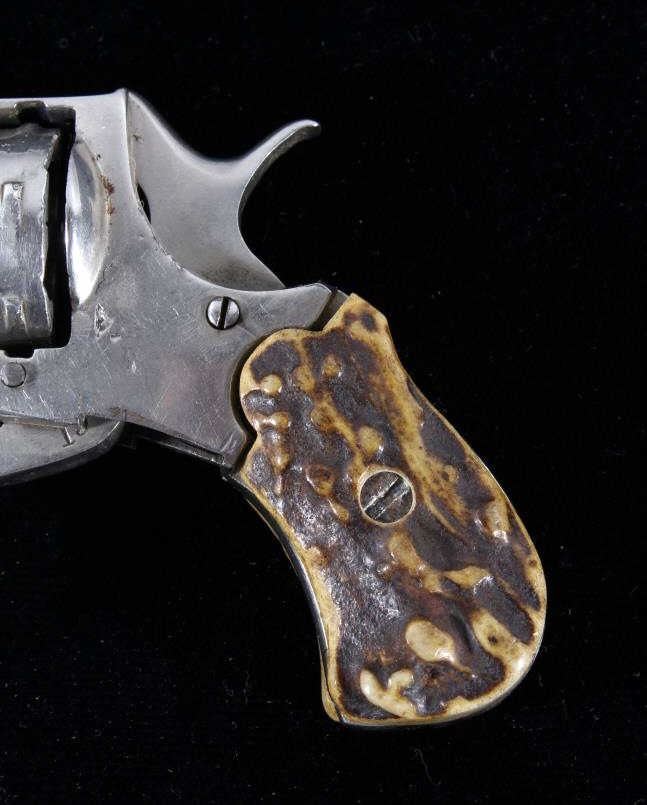 German Proofed Ring Trigger Nickel & Stag Revolver