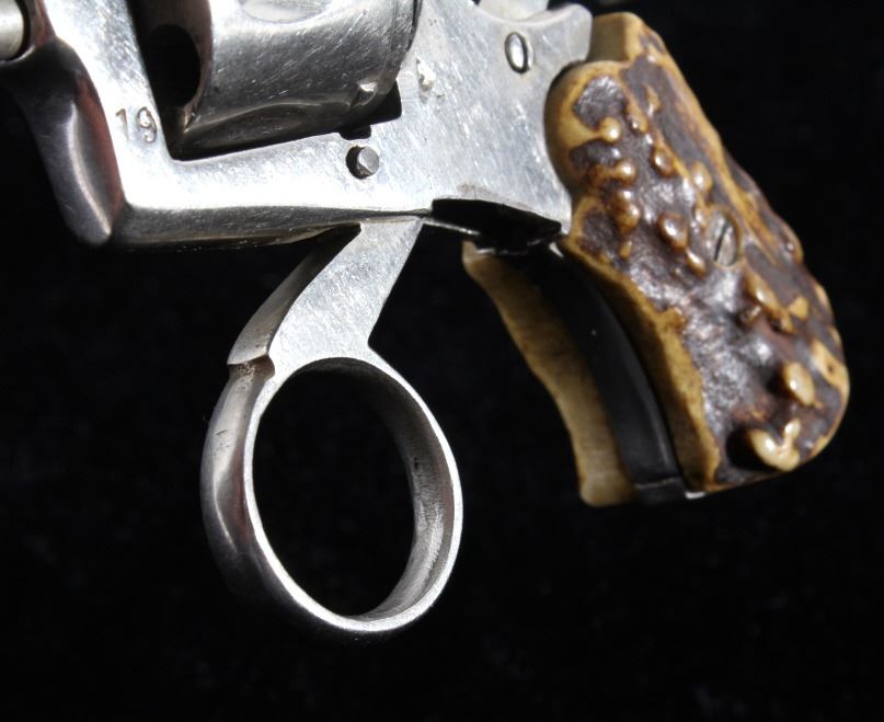 German Proofed Ring Trigger Nickel & Stag Revolver