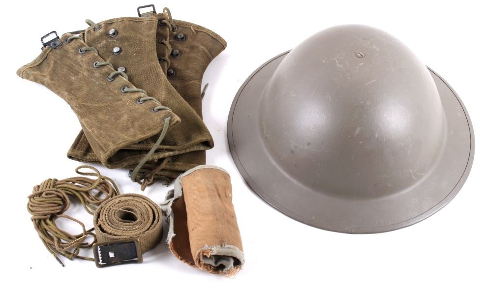 WWI USMC M1917 Helmet and Other Assorted Gear