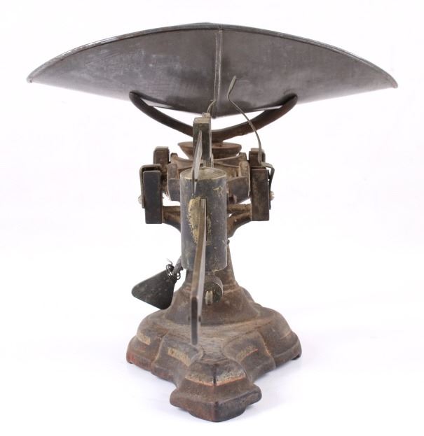 Vintage Cast Iron Sliding Scale with Brass Weights