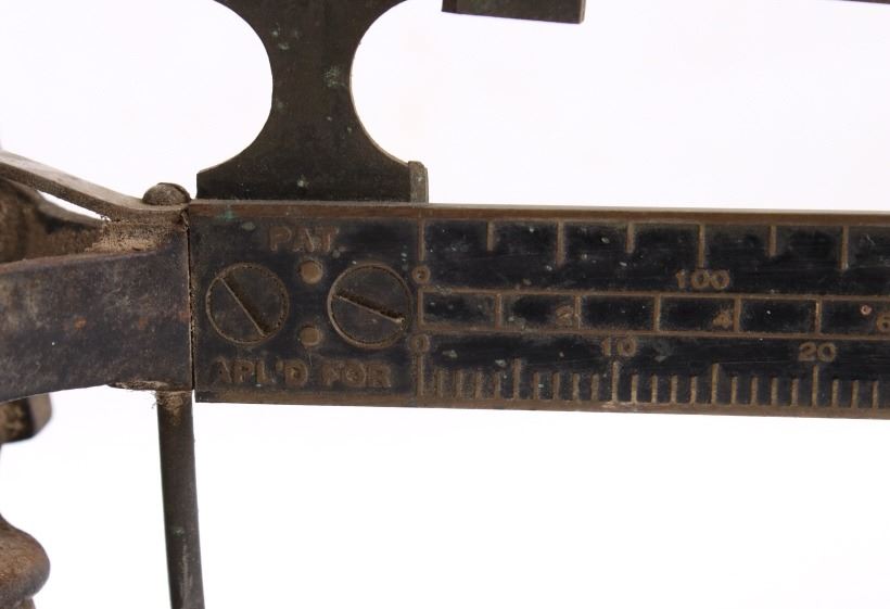 Vintage Cast Iron Sliding Scale with Brass Weights