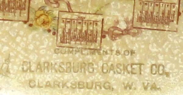 Antique Clarksburg Casket Co. Advertising Plate