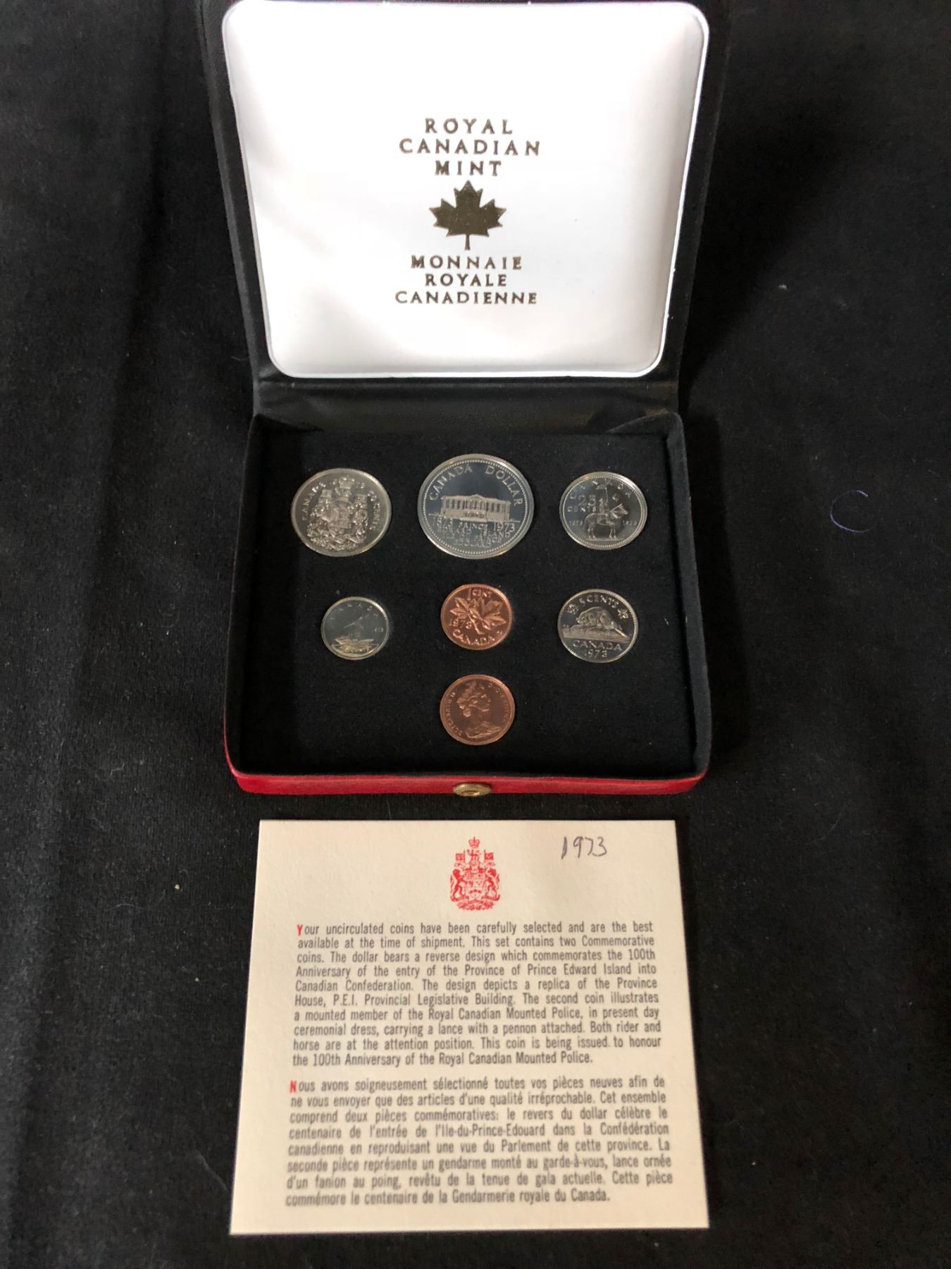 ROYAL CANADIAN MINT CASED 1973 7 COIN SET