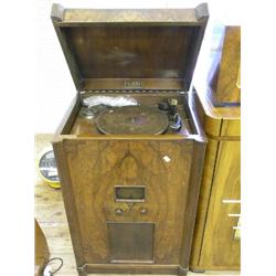 A 1930's Alba walnut console radiogram. with Marconi Bakelite and extra ...