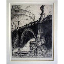 Frank Brangwyn (1867-1956) unframed etching, 'Ponte San Angelo', G.328, signed in pencil, 7 x 5
