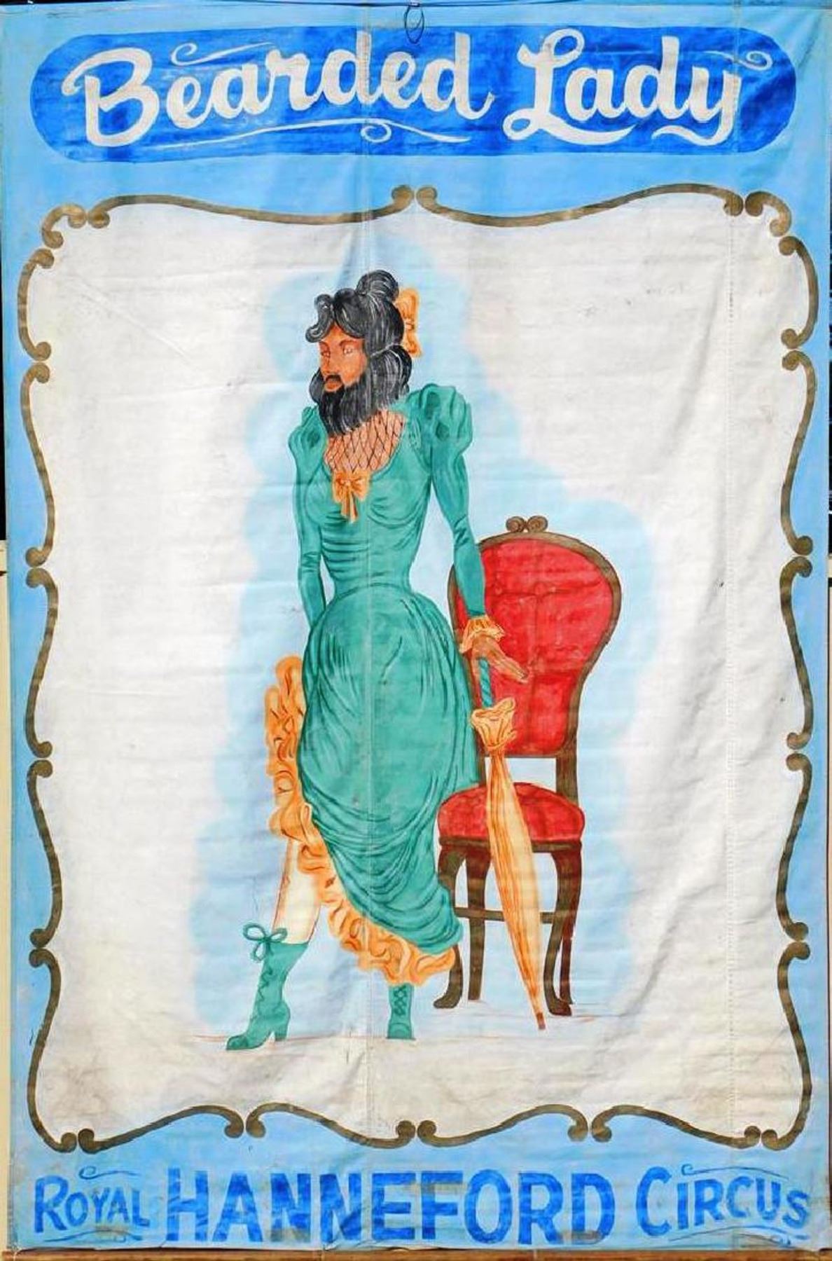 HUGE-Original Sideshow Attraction Banner - Bearded Lady