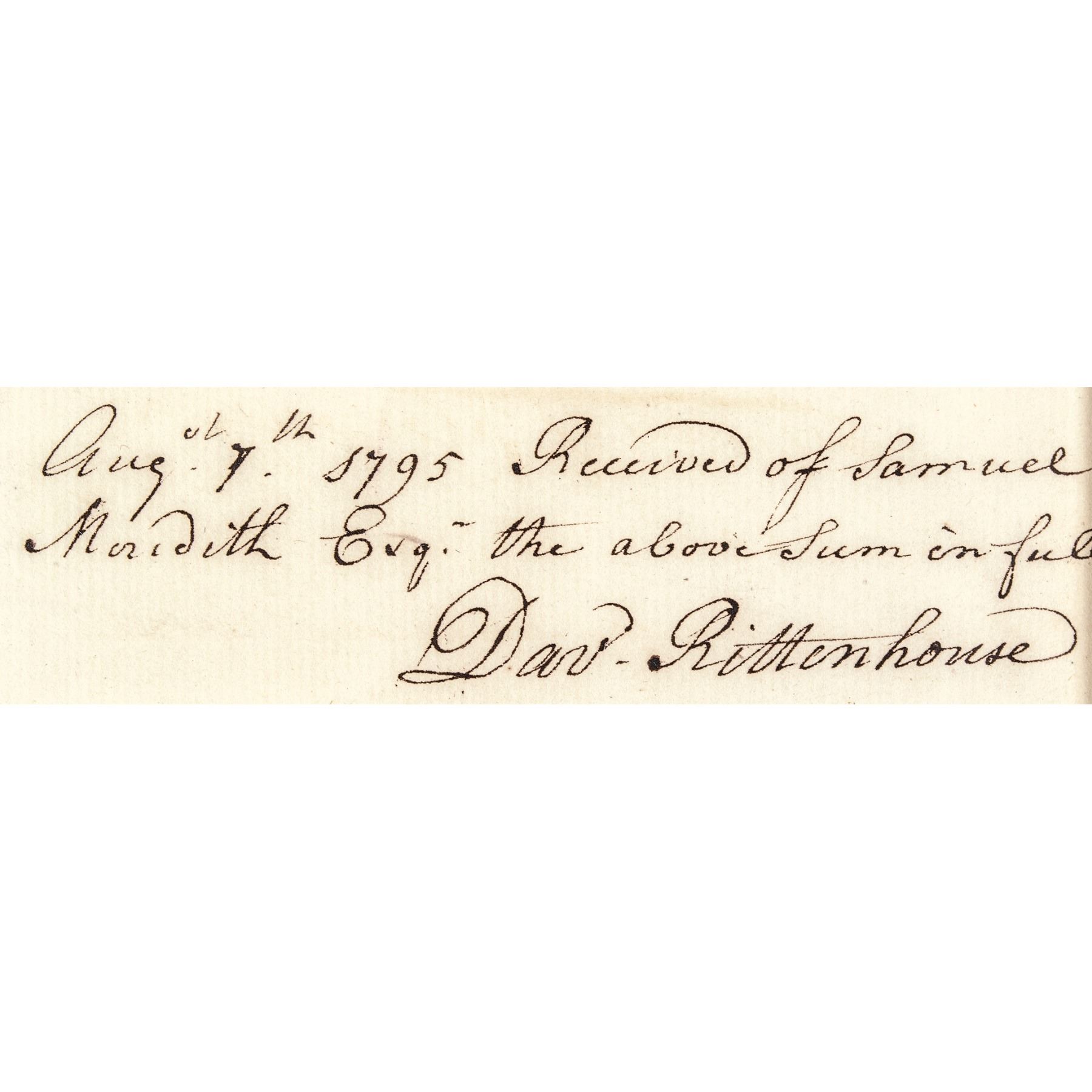 1795 DAVID RITTENHOUSE Autographed Manuscript Document Signed