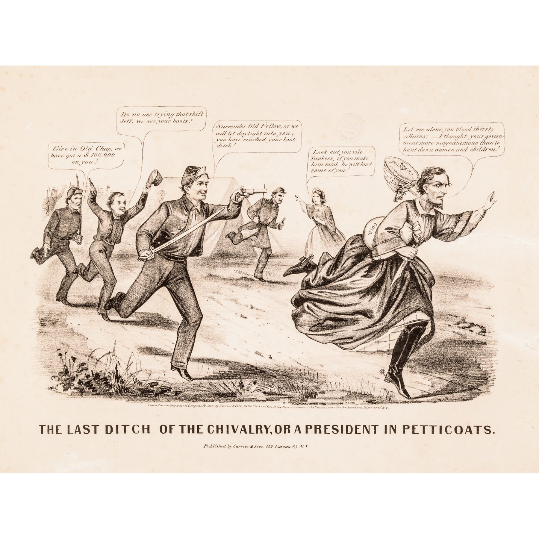 1865 Civil War Political Cartoon by Currier + Ives CSA President ...
