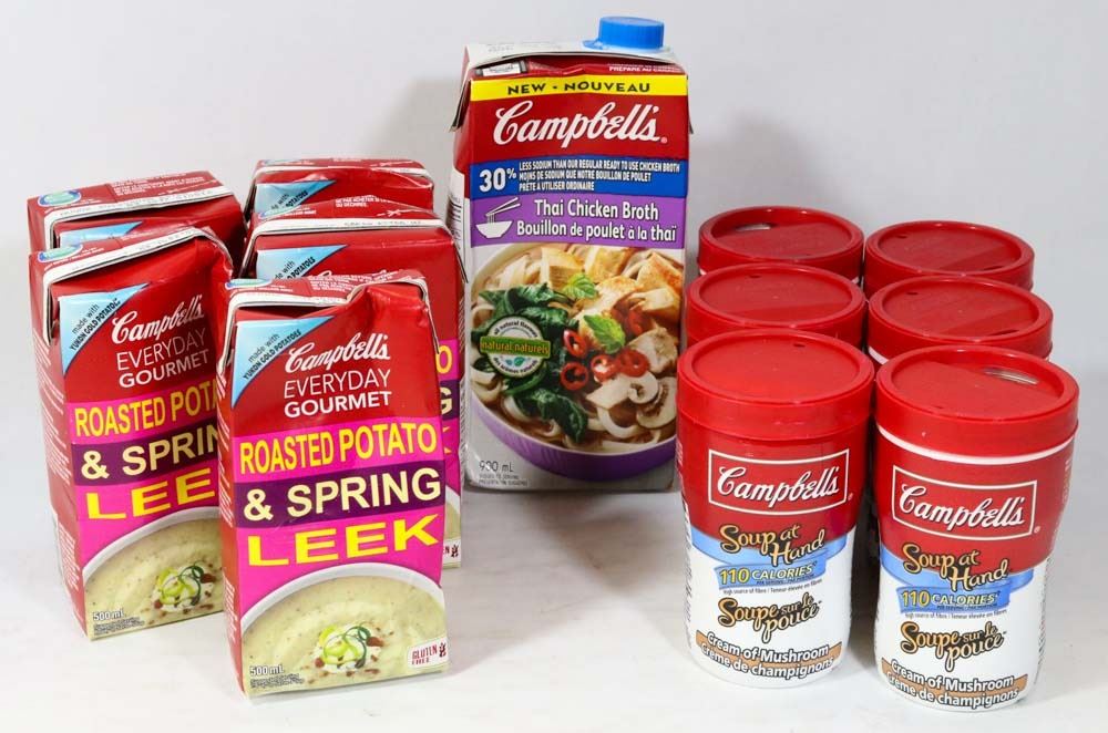 LARGE BAG OF ASSORTED SOUP.