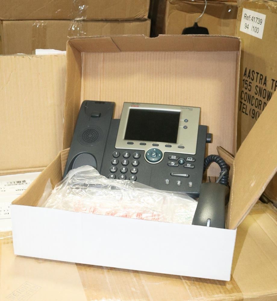 BOX OF VARIOUS IP AND TELECOM PHONES AS THEY COME