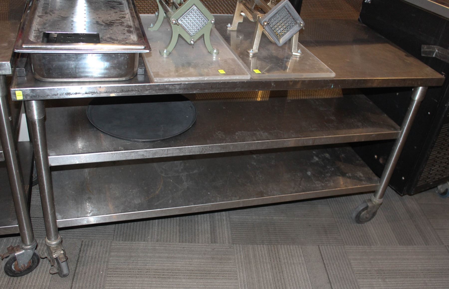 3 TIER STAINLESS STEEL TABLE ON WHEELS