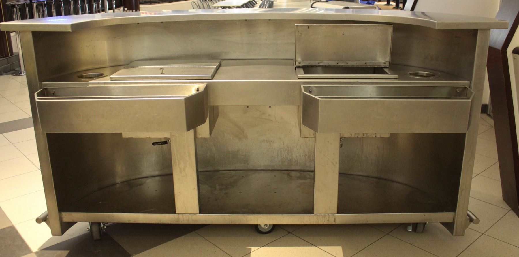 LARGE STAINLESS STEEL PORTABLE BEVERAGE BAR