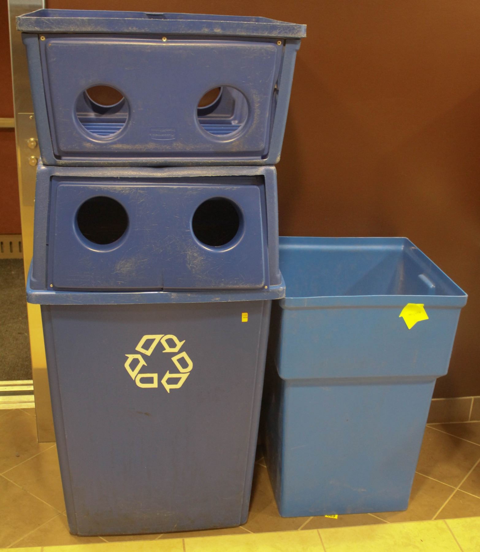 LOT OF 2 COMMERCIAL GRADE RECYCLING BINS WITH