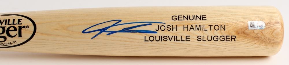 Josh Hamilton Signed Louisville Slugger Custom Engraved Baseball Bat ...