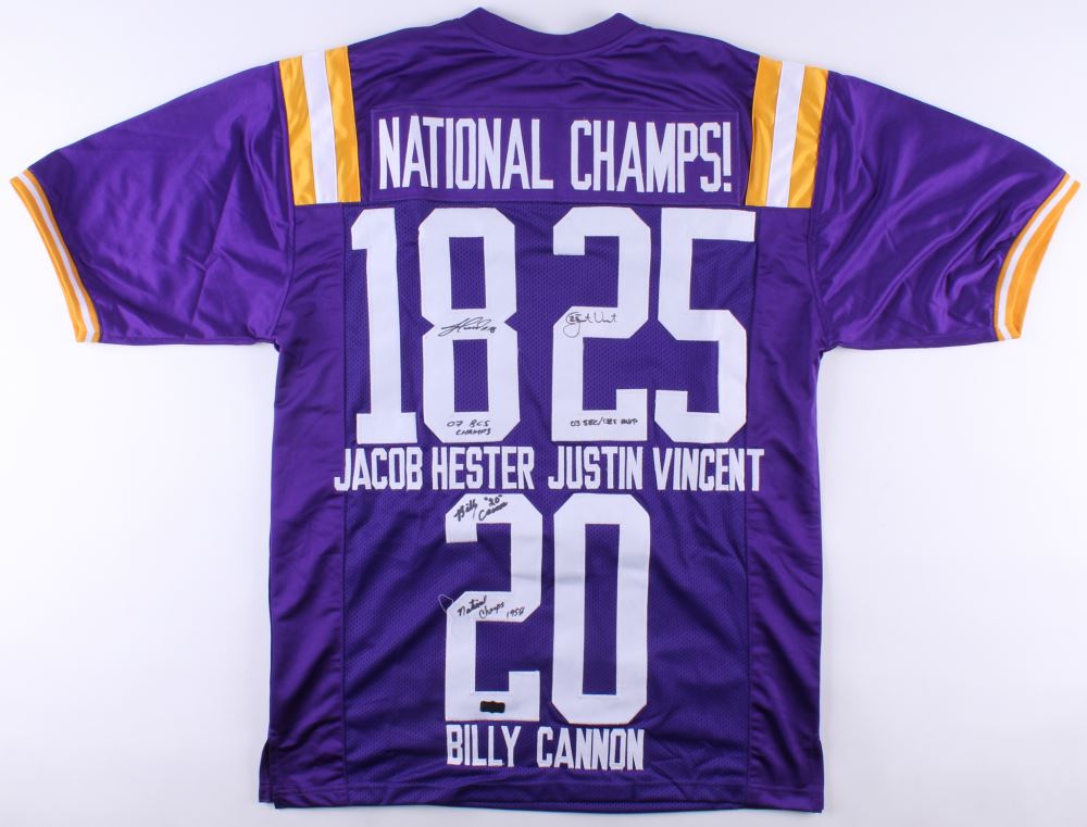 Jacob Hester, Justin Vincent Billy Cannon Signed LSU Tigers Jersey With ...