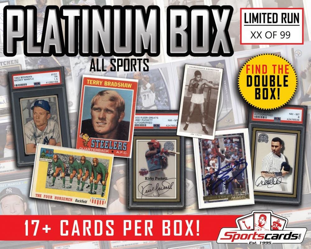 "PLATINUM BOXâ€ All Sport Mystery Sports Cards Box 17+ HITS Per Box!