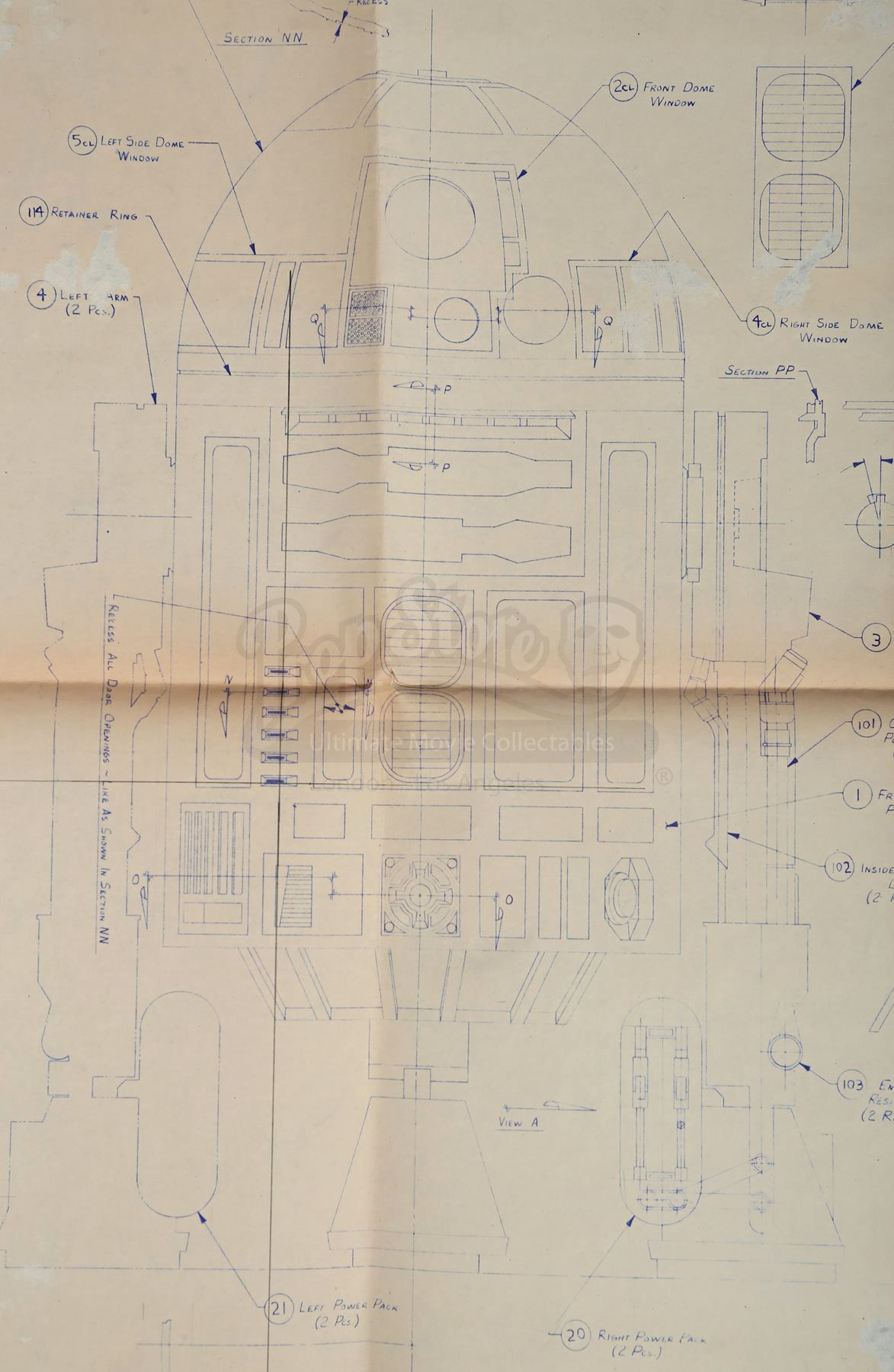 Lot # 133: Radio Controlled R2-D2: Large Blueprint