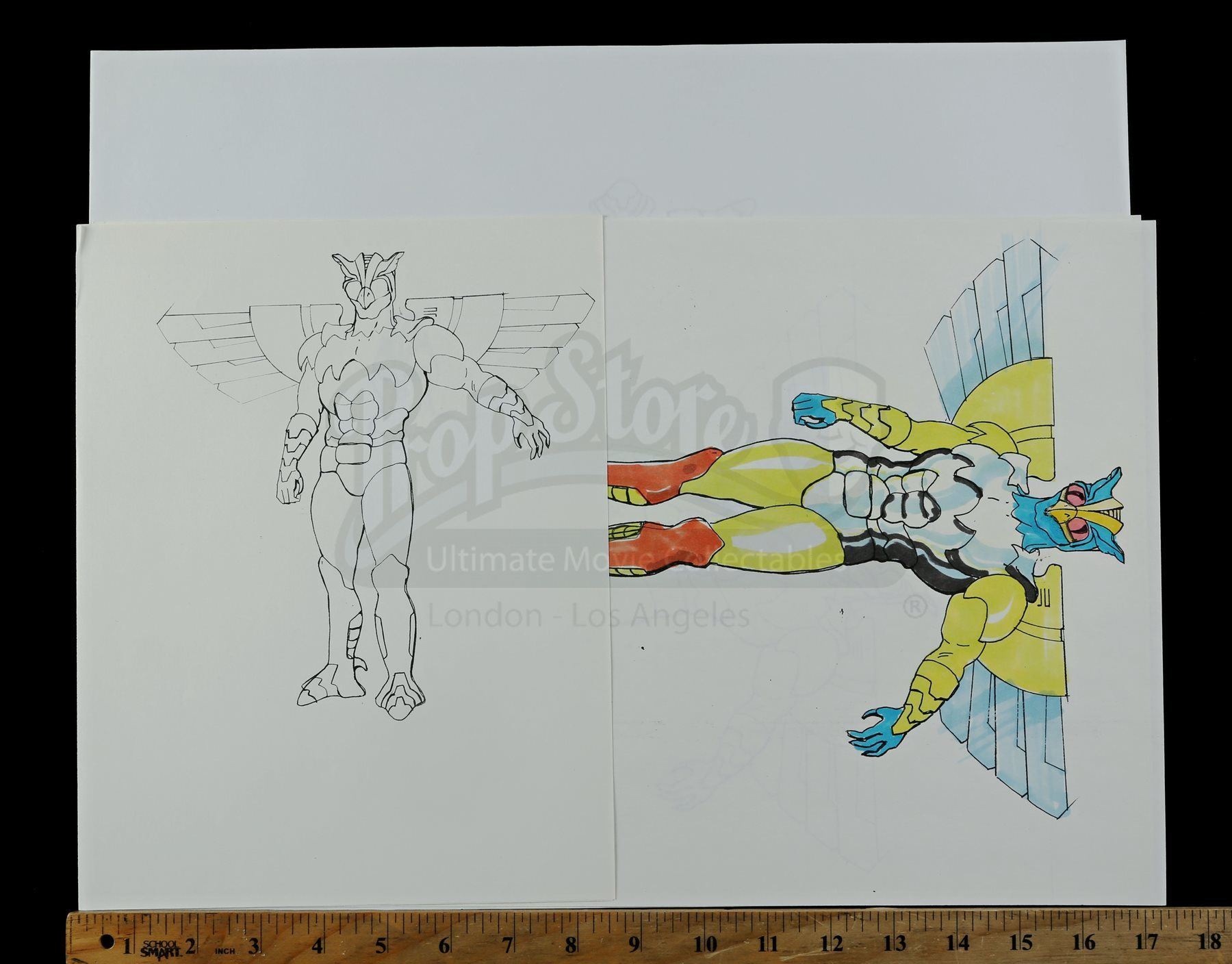 Lot # 526: Hand-Drawn Silverhawks Flashback Drawings