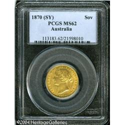 Australia. Victoria Gold Sovereign 1870, KM4, MS62 ICG. Victoria Gold ...