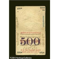 India. Morvi State Havala 500 Rupees ND, unlisted i India. Morvi State ...