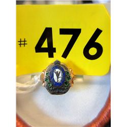 Vintage 10KT Gold & Enamel Canadian Military Ring
