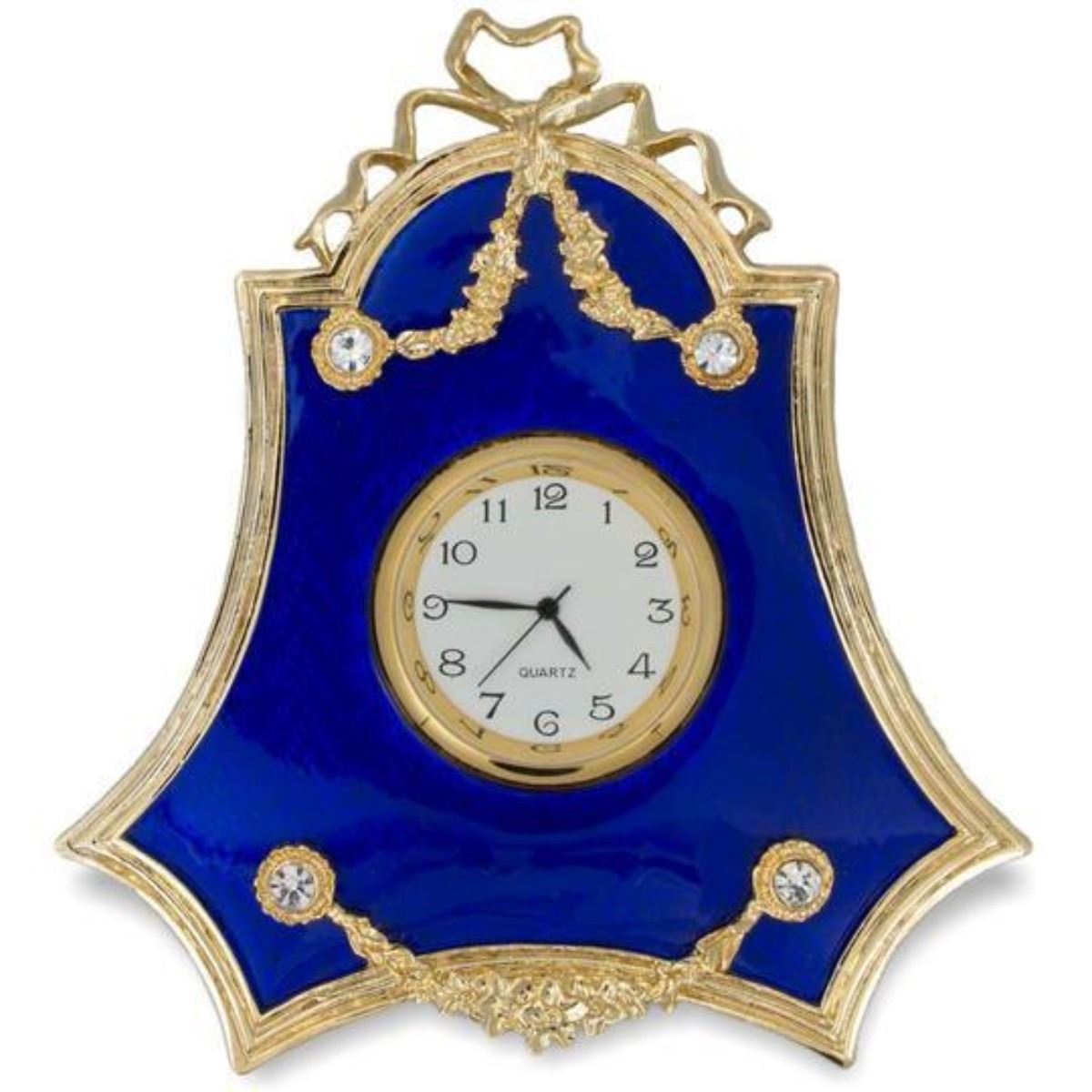 Royal Blue Guilloche Enamel Russian Antique Style Clock Frame 4 Inches
