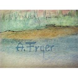 Aaron G. Fryer w/c and ink on board; titled on bac