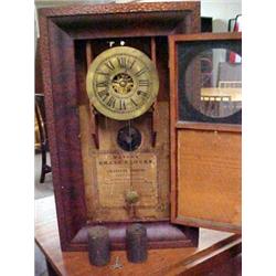 Chauncey Jerome ogee brass clock; brass dial with