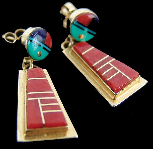 Navajo Gold Earrings - Gary Arviso
