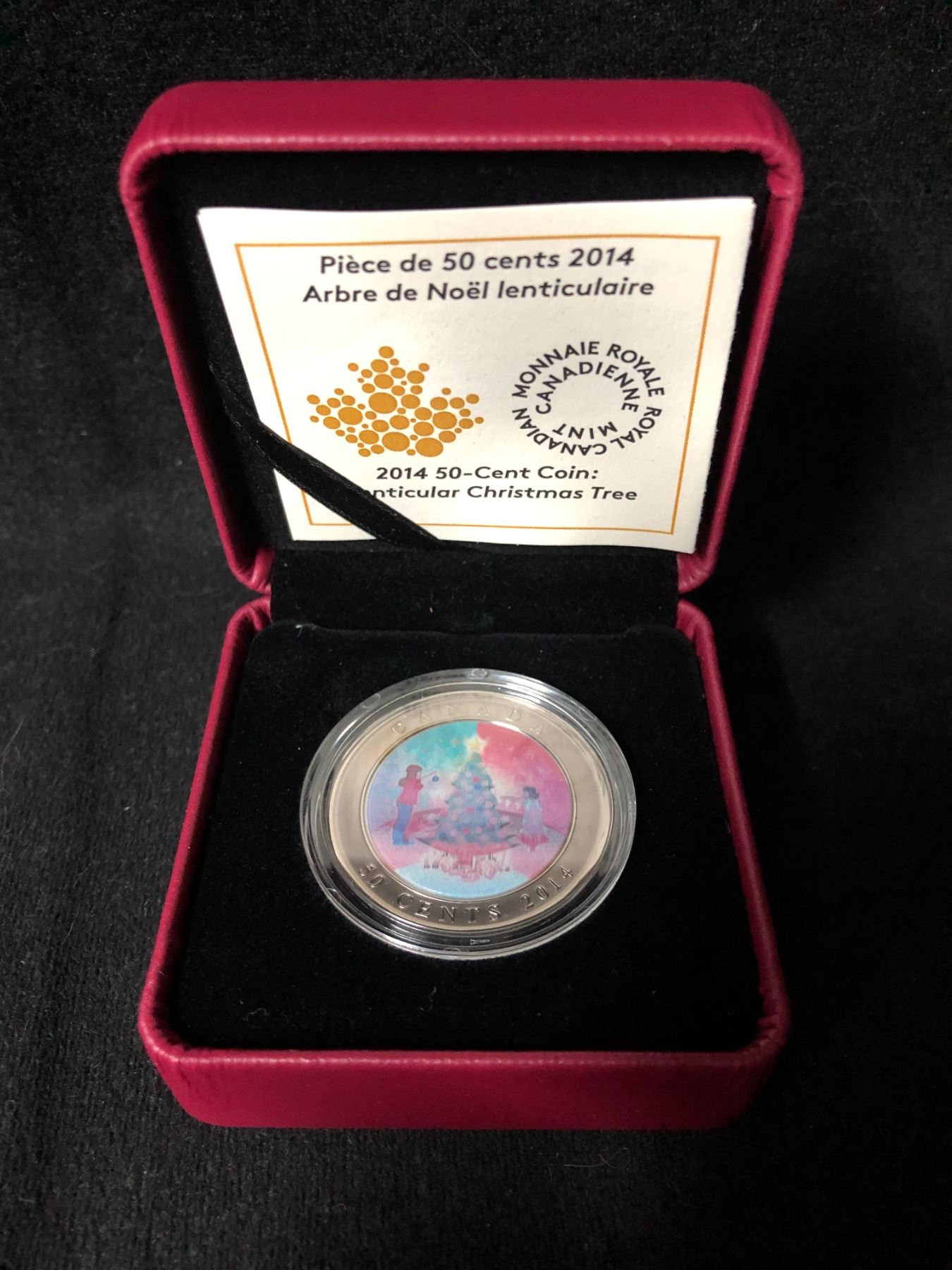 CANADA 2014 50 CENT COLOUR LENTICULAR CHRISTMAS TREE