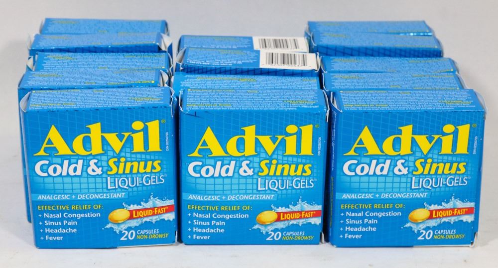 BAG OF ADVIL COLD AND SINUS LIQUID GELS.