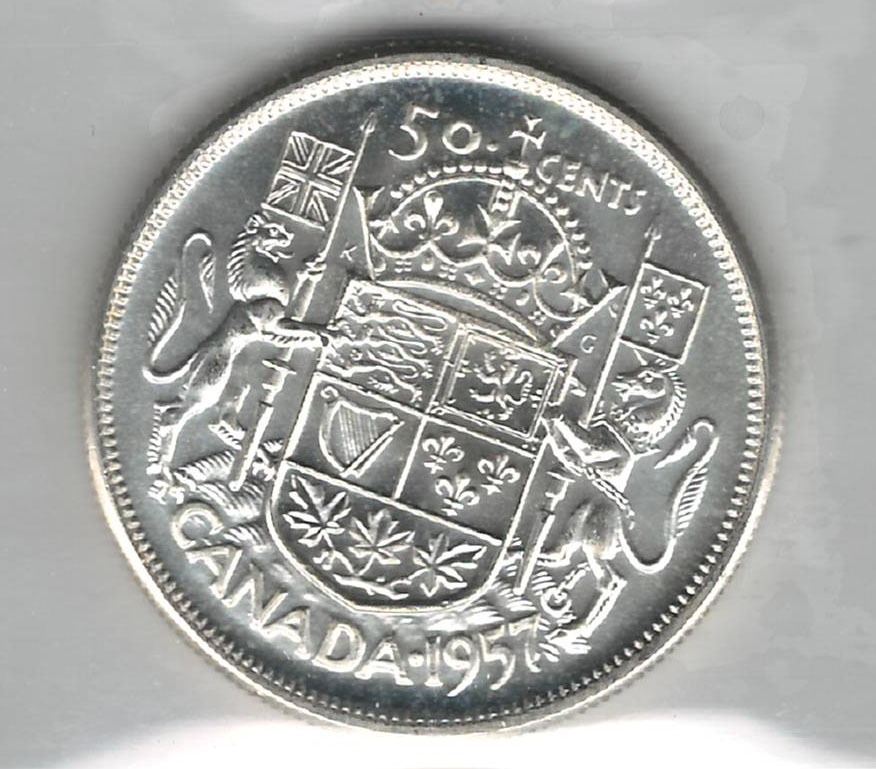 Canada 1957 Silver 50 Cent ICCS MS64