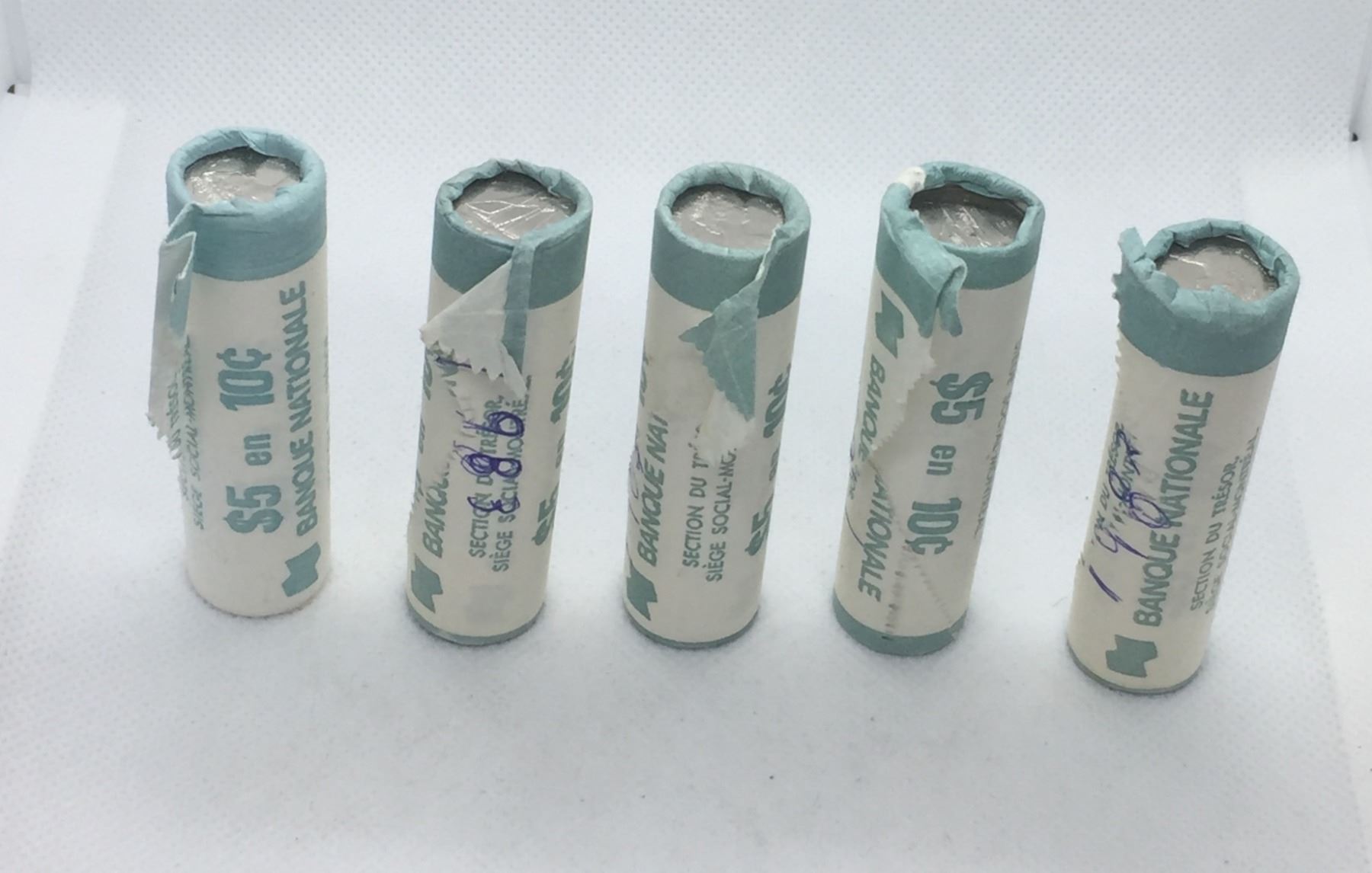 Canada 1983 & 1986 National Bank 10 Cent Rolls Original - 5 Rolls