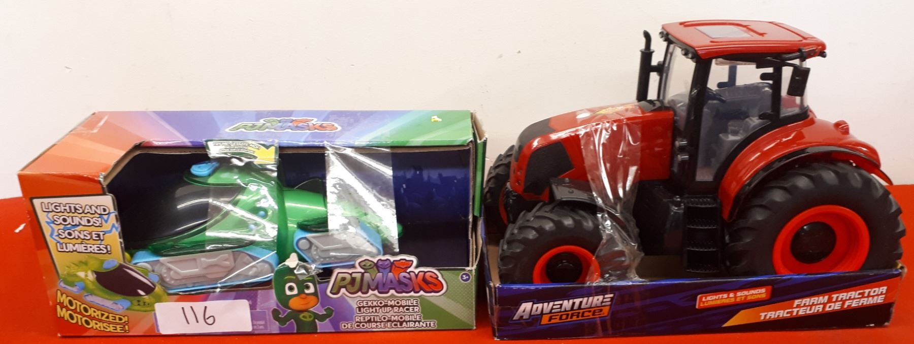 PJMASKS GEKKO MOBILE LIGHT UP RACER & ADVENTURE FORCE FARM TRACTOR