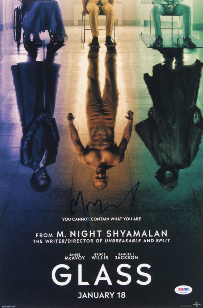 M. Night Shyamalan Signed "Glass" 12x18 Movie Poster (PSA COA)