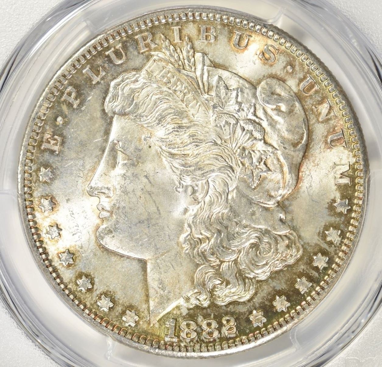 1882-S MORGAN DOLLAR PCGS MS-63 COLOR